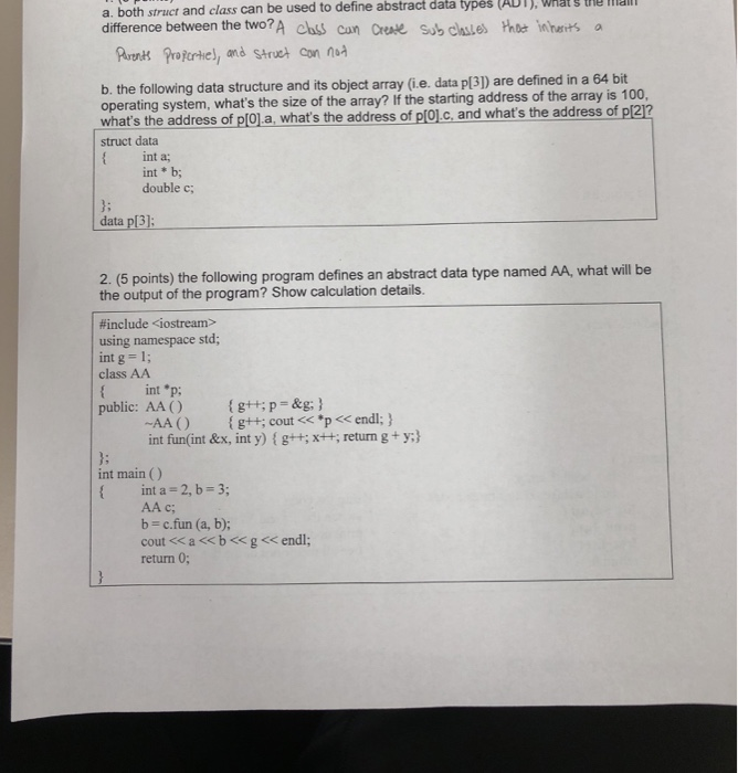 a. both struct and class Can be used to define | Chegg.com