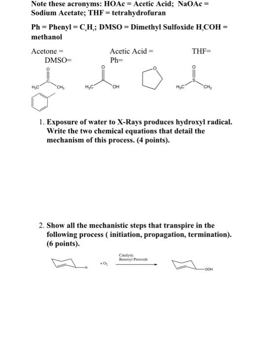 Solved Note these acronyms: HOAc = Acetic Acid; NaoAc = | Chegg.com