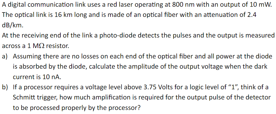 Solved Question below. A digital communication link uses a | Chegg.com