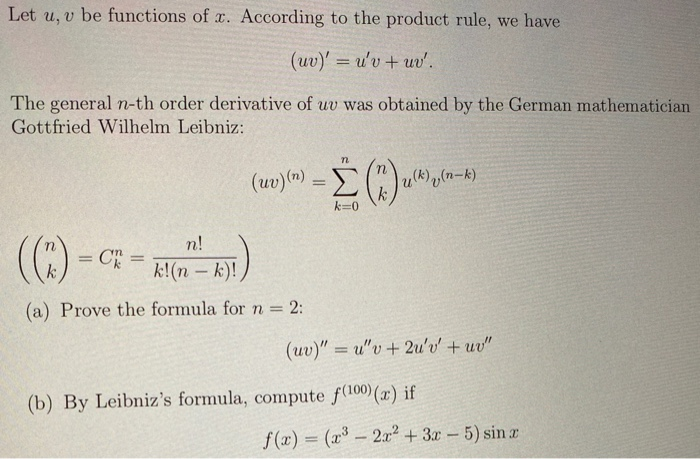 Solved Let u, v be functions of r. According to the product | Chegg.com