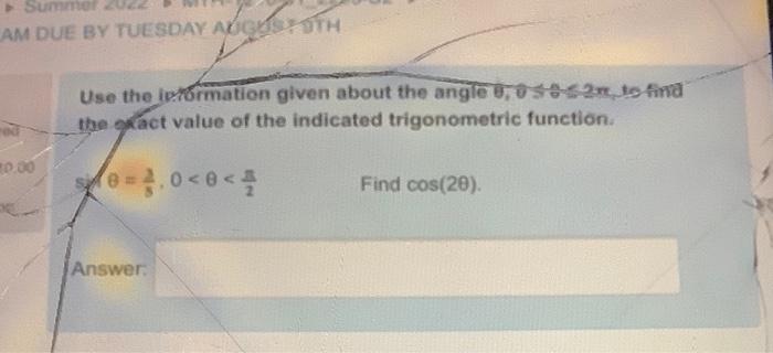 Solved the sact value of the indicated trigonometric | Chegg.com