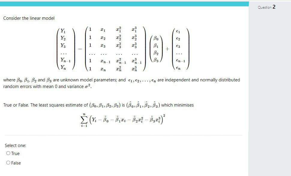 Solved Consider the linear model | Chegg.com