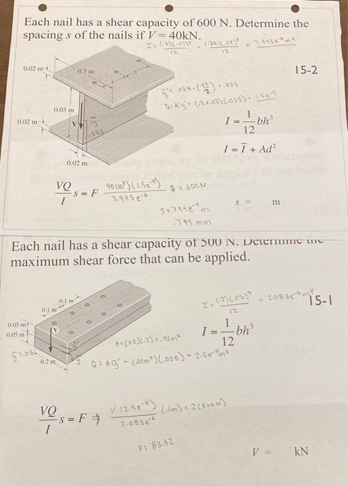 Each nail has a shear capacity of 600 N. Determine | Chegg.com