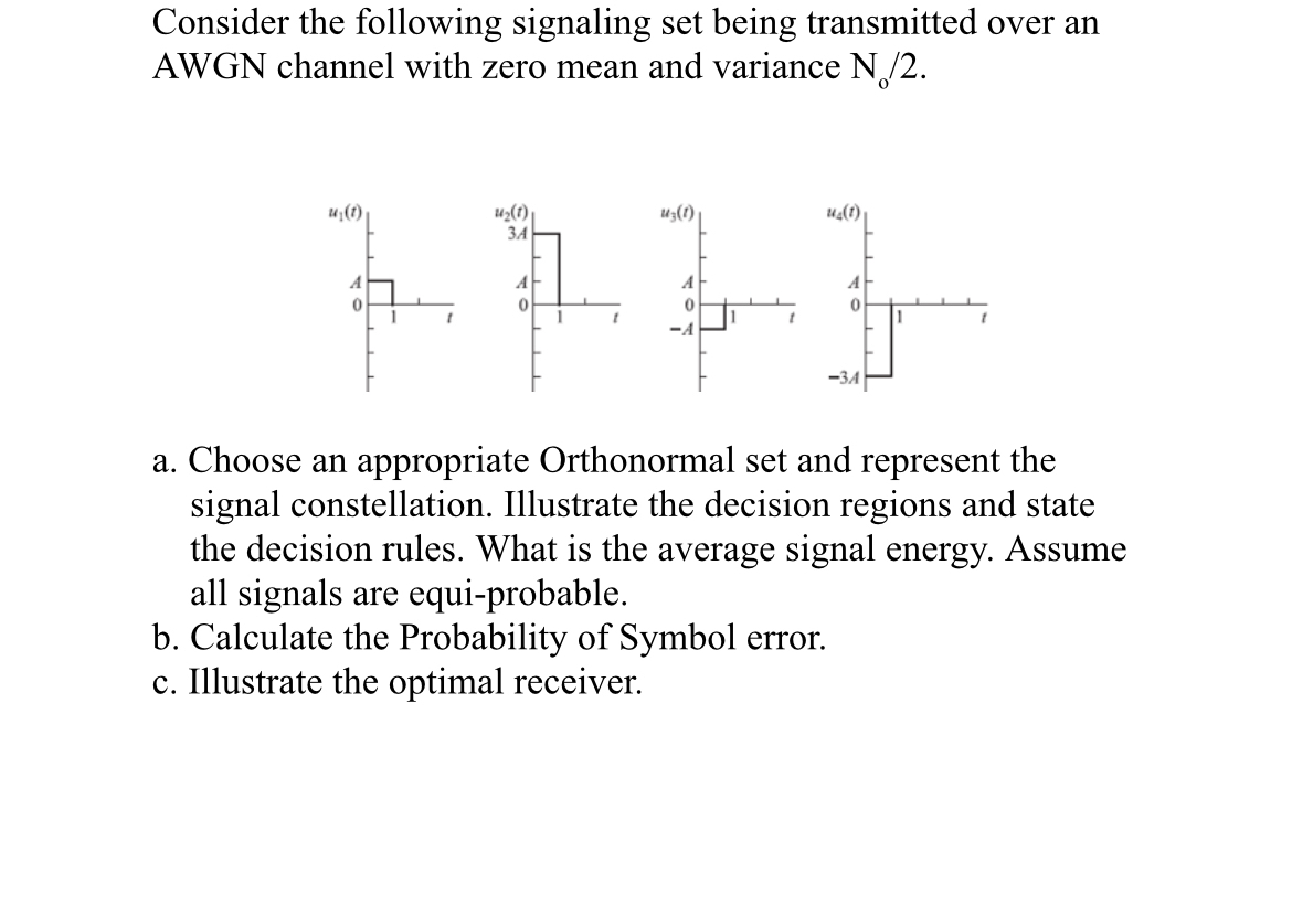 Solved Consider the following signaling set being | Chegg.com