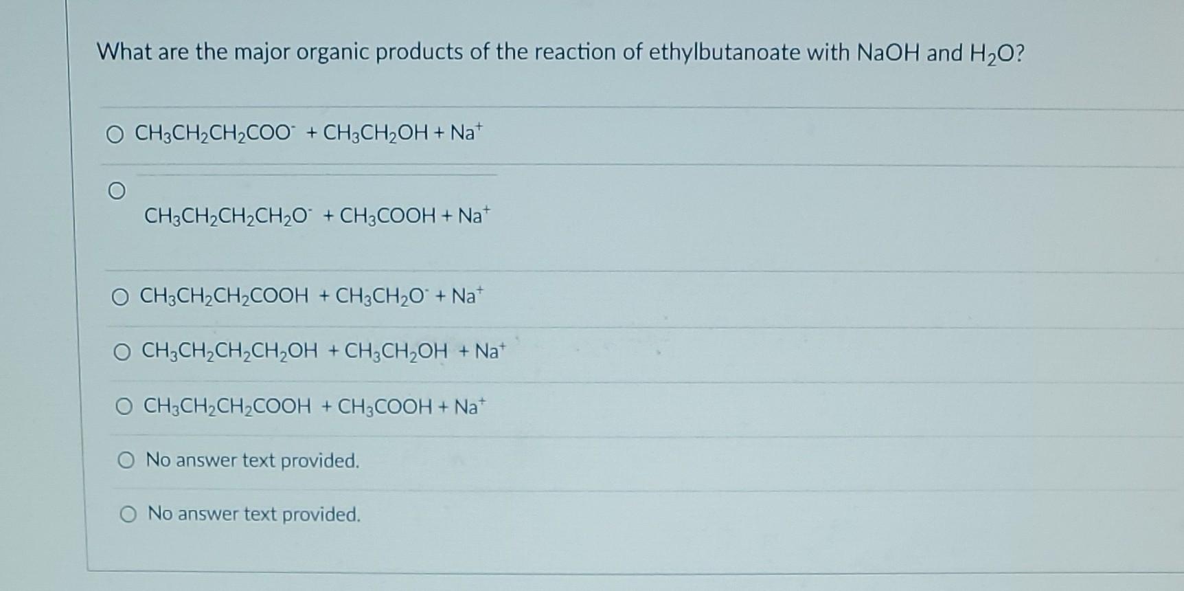 Solved What are the major organic products of the reaction | Chegg.com