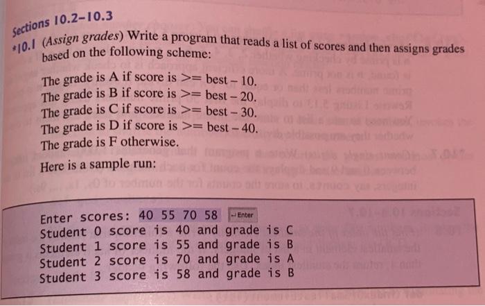 Solved Sections 10.2-10.3 *10.1 (Assign grades) Write a | Chegg.com
