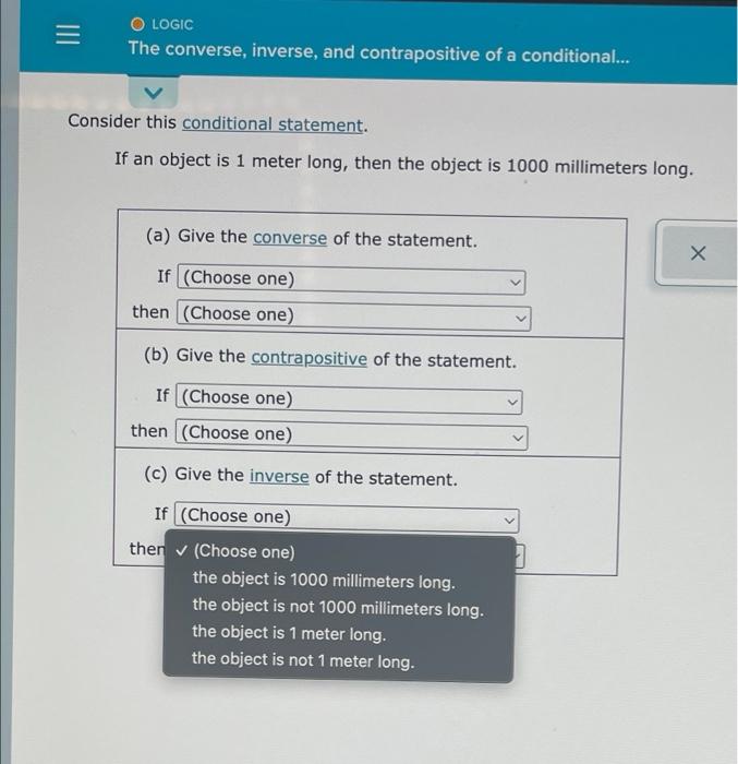 Solved = O LOGIC The converse, inverse, and contrapositive | Chegg.com