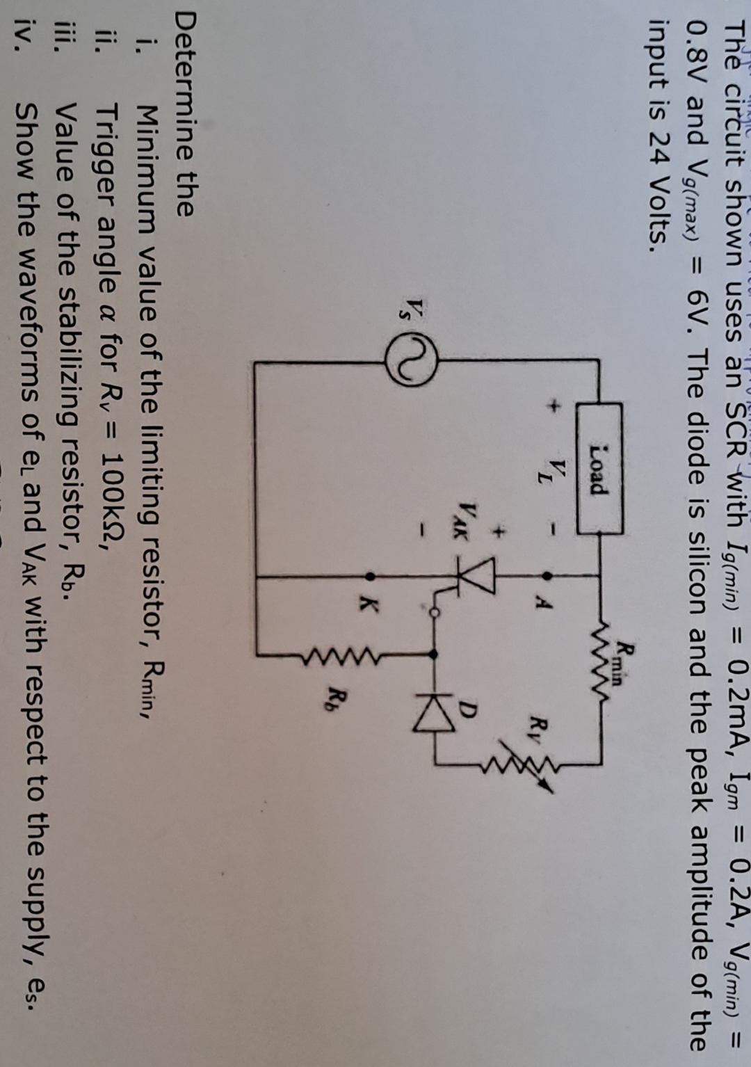 Solved The circuit shown uses an SCR with | Chegg.com