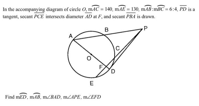 Solved In the accompanying diagram of circle \( O, | Chegg.com