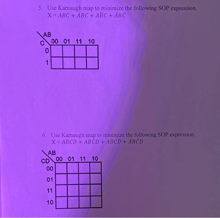 Solved 5. Use Karnaugh map to minimize the following SOP | Chegg.com