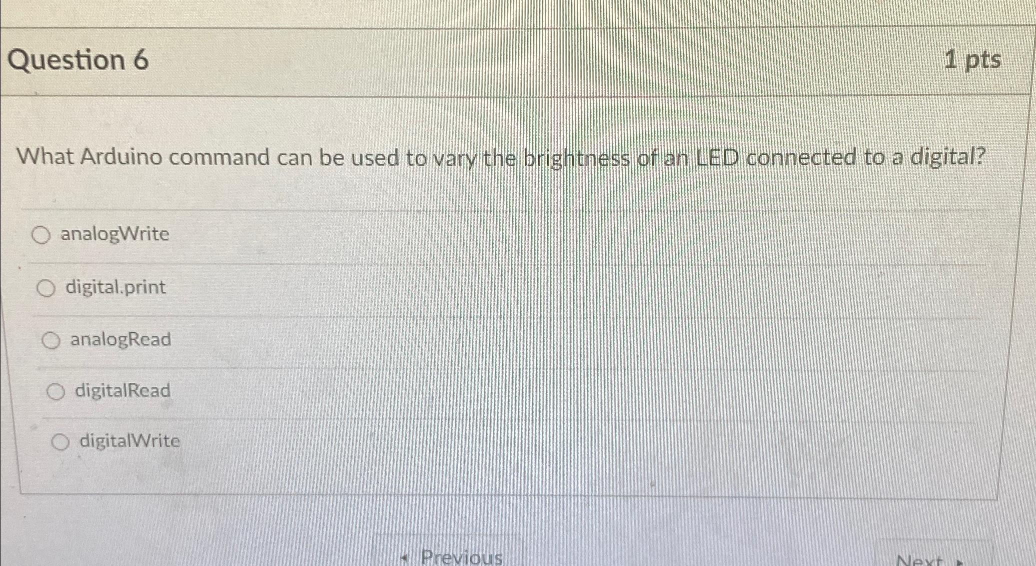 Solved Question 61 ﻿ptsWhat Arduino command can be used to | Chegg.com