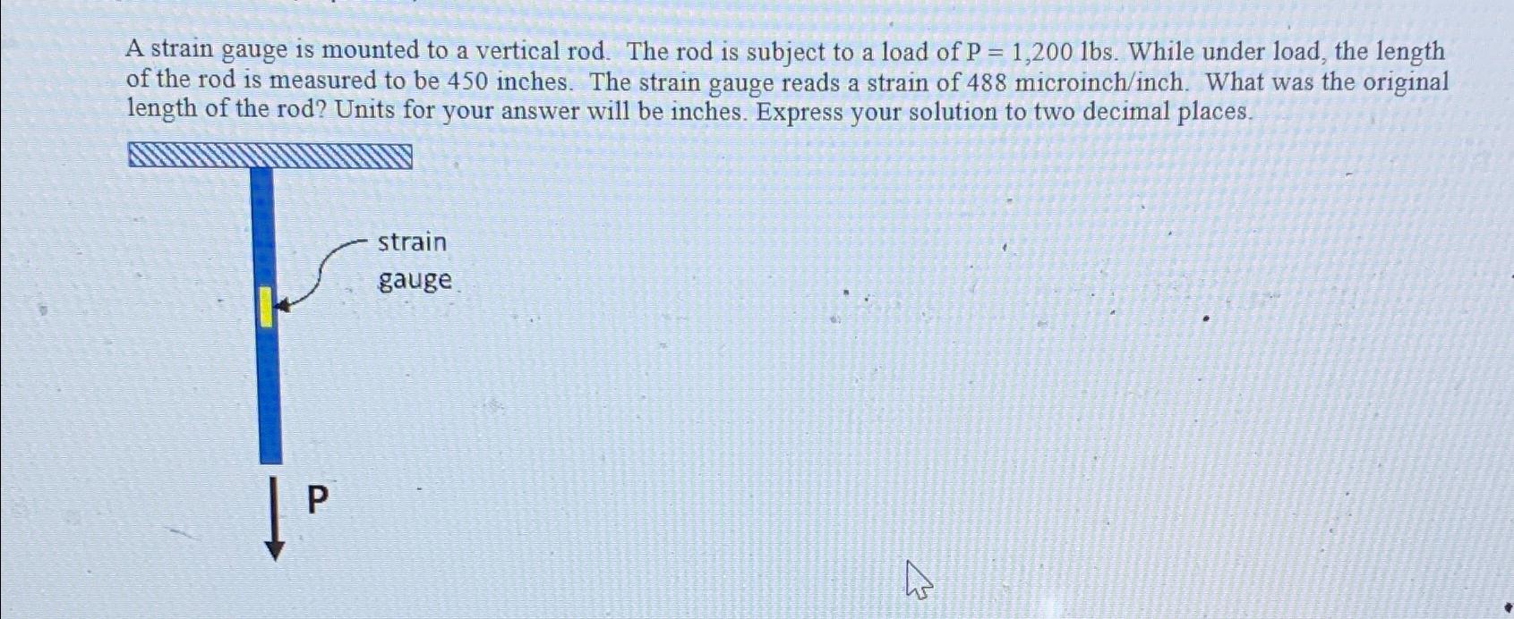 Solved A strain gauge is mounted to a vertical rod. The rod | Chegg.com