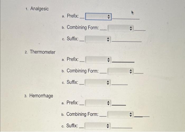 a. Prefix: b. Combining Form: c. Suffix: a. Prefix: | Chegg.com