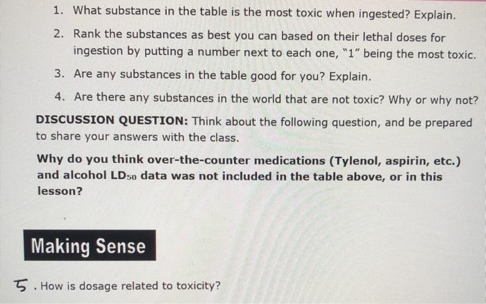 Solved Part II: Comparing lethal dose toxin lethal doses | Chegg.com