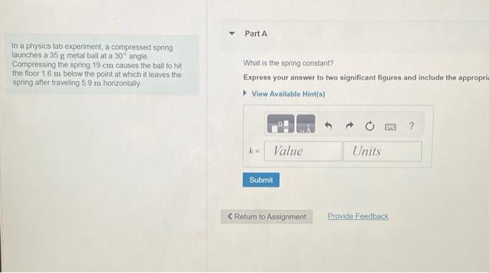 Solved In a physics lab experiment, a compressed spring | Chegg.com