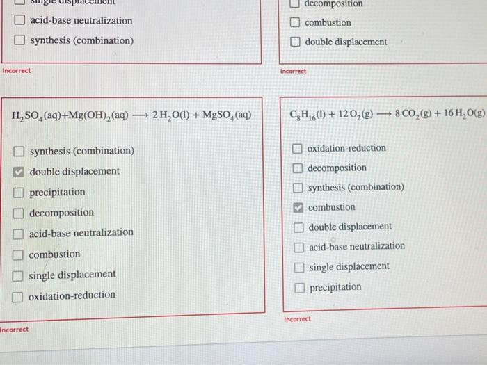Solved Classify the following reactions as synthesis, | Chegg.com