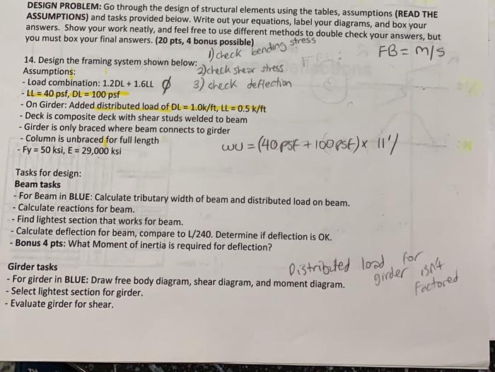 Solved DESIGN PROBLEM: Go through the design of structural | Chegg.com
