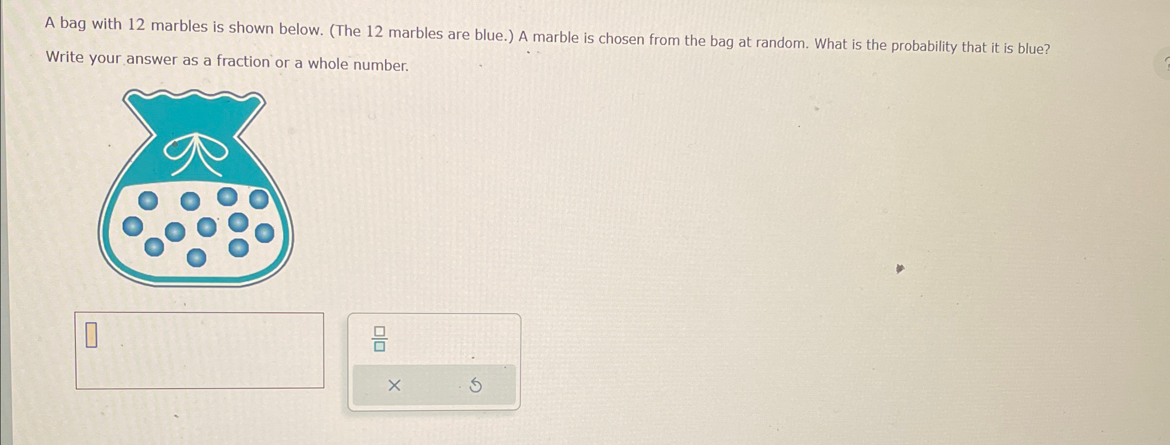 Solved A bag with 12 ﻿marbles is shown below. (The 12 | Chegg.com