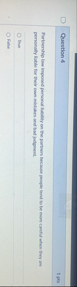 Solved Question 41 ﻿ptsPartnership law imposed personal | Chegg.com