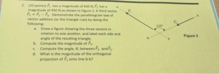 Solved 2. [20 points] F1 has a magnitude of 650 N;F2 has a | Chegg.com