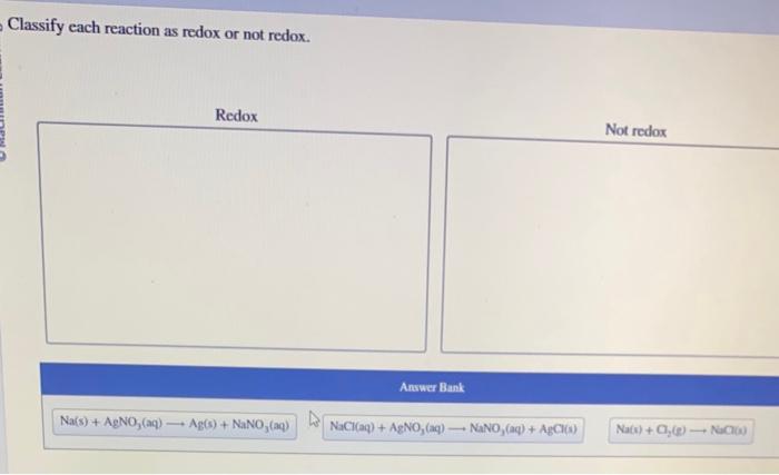 Solved Classify each reaction as redox or not redox.Balance | Chegg.com