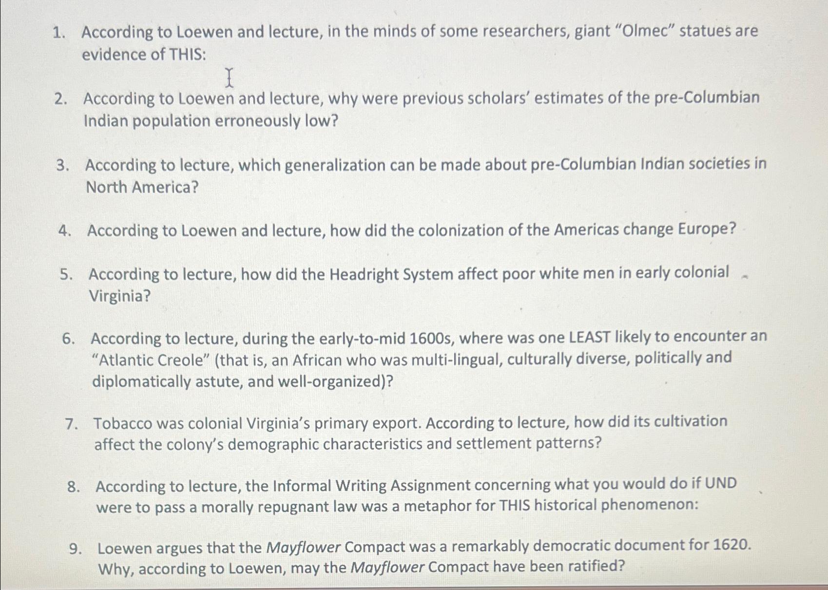 Solved According to Loewen and lecture, in the minds of some | Chegg.com