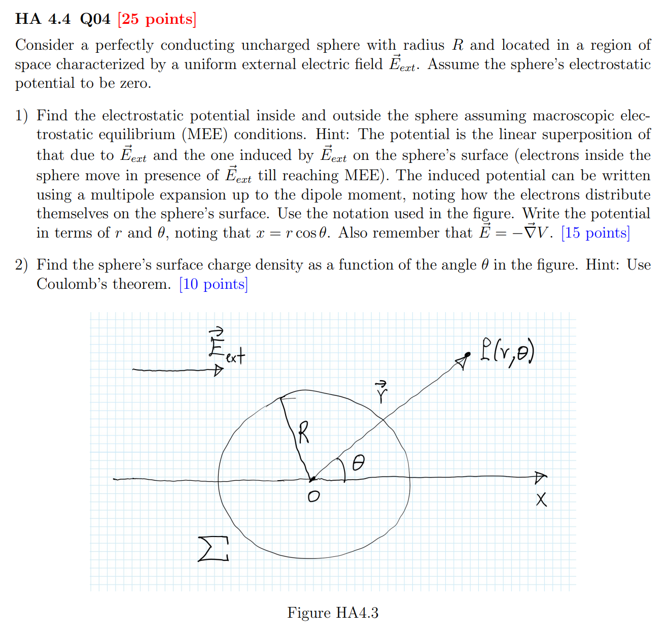 Solved HA4.4Q04 [25 ﻿points]Consider a perfectly conducting | Chegg.com
