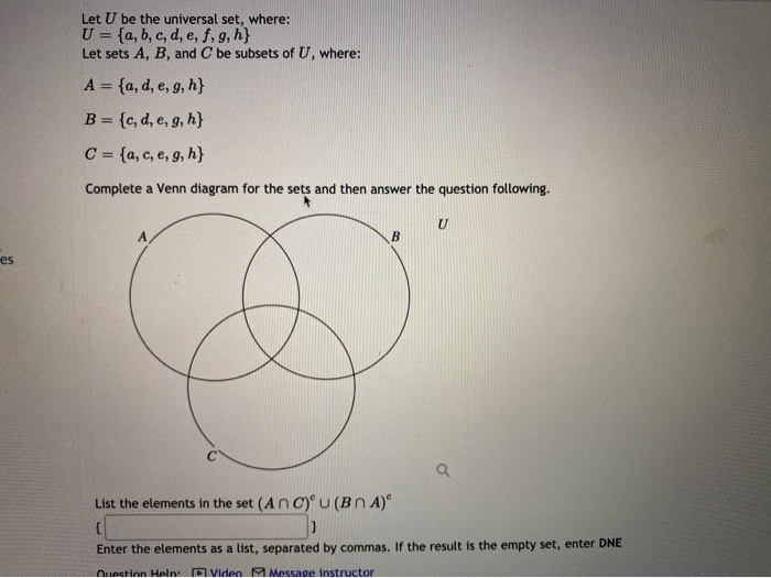 Solved Suppose that U (the universal set), A and B are sets, | Chegg.com