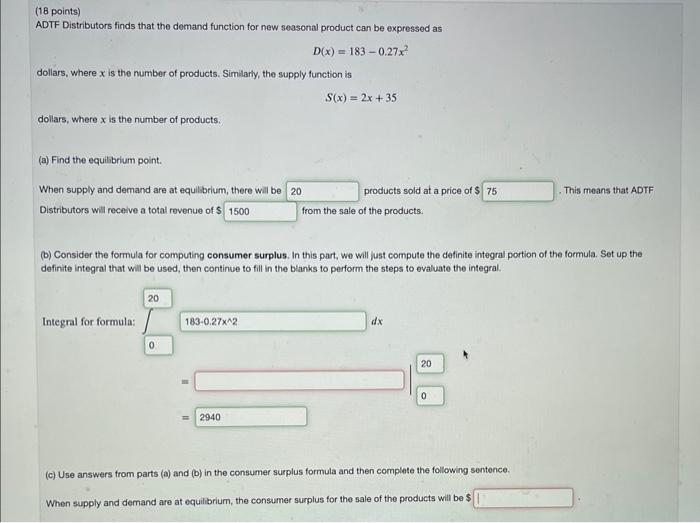 Solved (18 points) ADTF Distributors finds that the demand | Chegg.com