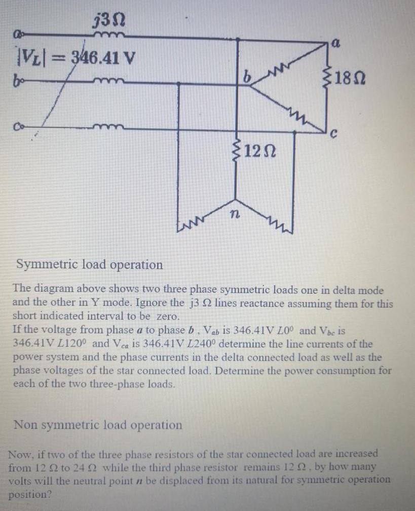 Solved Symmetric load operation The diagram above shows two | Chegg.com