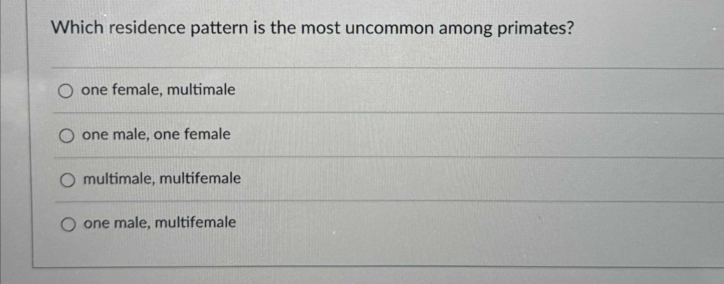 Solved Which residence pattern is the most uncommon among | Chegg.com
