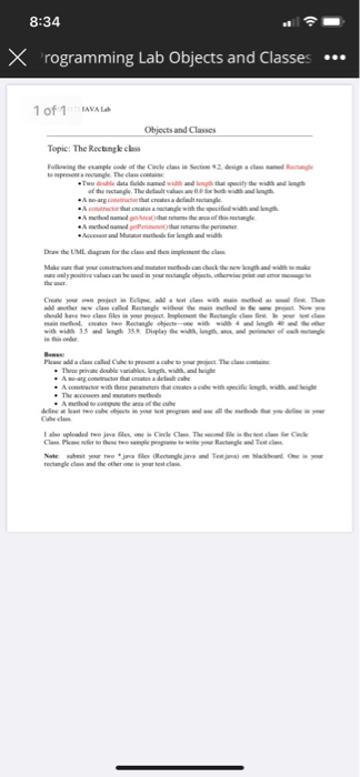 Solved 8:34 Circle.java public class Circle { private double | Chegg.com