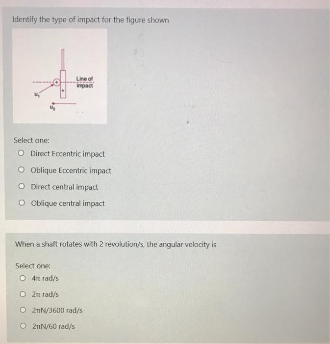 Solved Identify the type of impact for the figure shown Line | Chegg.com