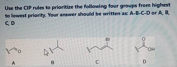 Solved Use the CIP rules to prioritize the following four | Chegg.com