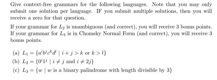 Solved Give context-free grammars for the following | Chegg.com