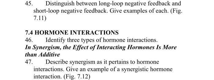 Solved 45. Distinguish between long-loop negative feedback | Chegg.com
