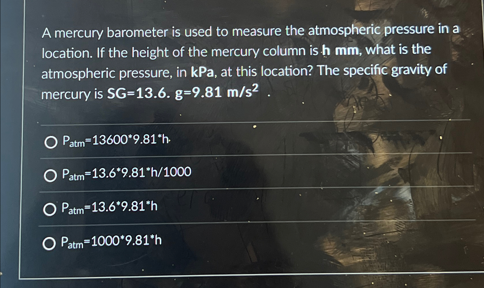 Solved A mercury barometer is used to measure the | Chegg.com