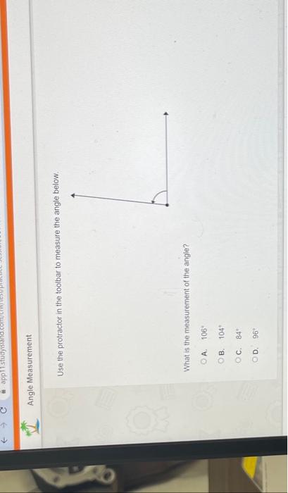 Solved Use the protractor in the toolbar to measure the | Chegg.com