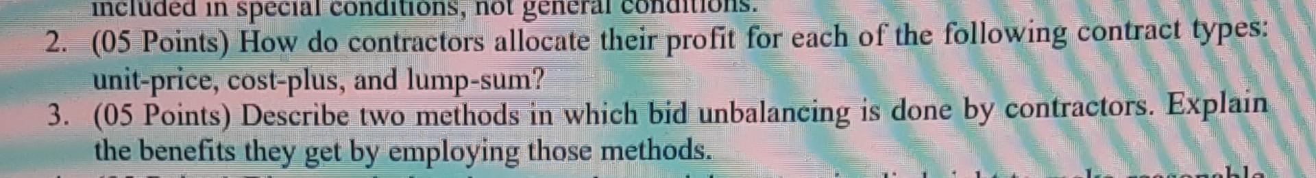 Solved 2. (05 Points) How do contractors allocate their | Chegg.com