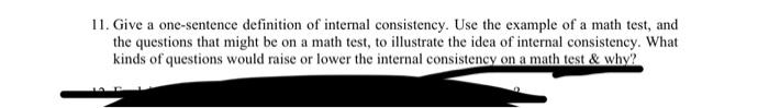 Solved 11. Give a one-sentence definition of internal | Chegg.com