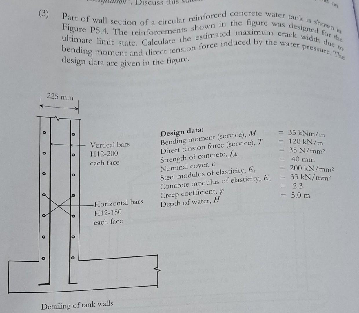 Solved (3) Part of wall section of a circular reinforced | Chegg.com