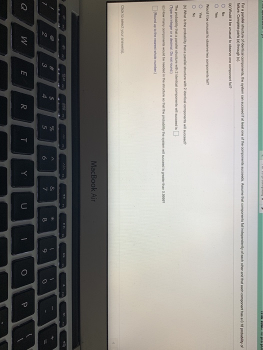 Solved For a parallel structure of identical components, the | Chegg.com