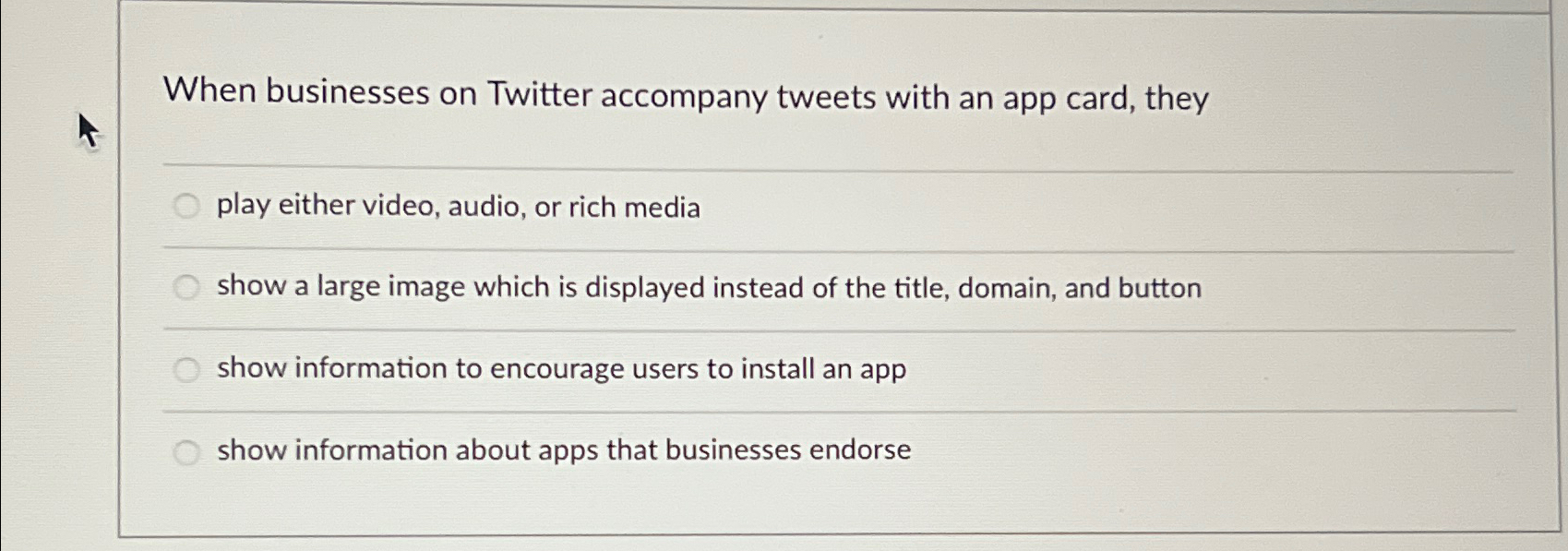 Solved When businesses on Twitter accompany tweets with an | Chegg.com