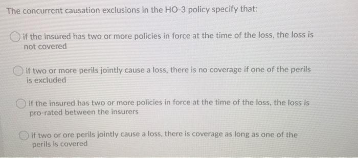 Solved Which of the following is a covered peril under | Chegg.com