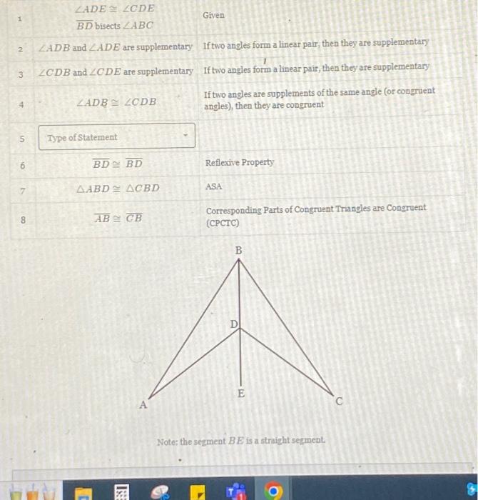 Solved Fill In The Missing Statement And Reason Of The Proof