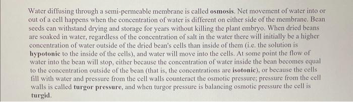 Solved Water diffusing through a semi-permeable membrane is | Chegg.com