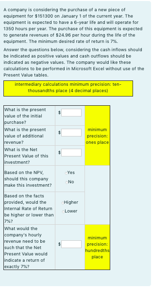 Solved A company is considering the purchase of a new piece | Chegg.com