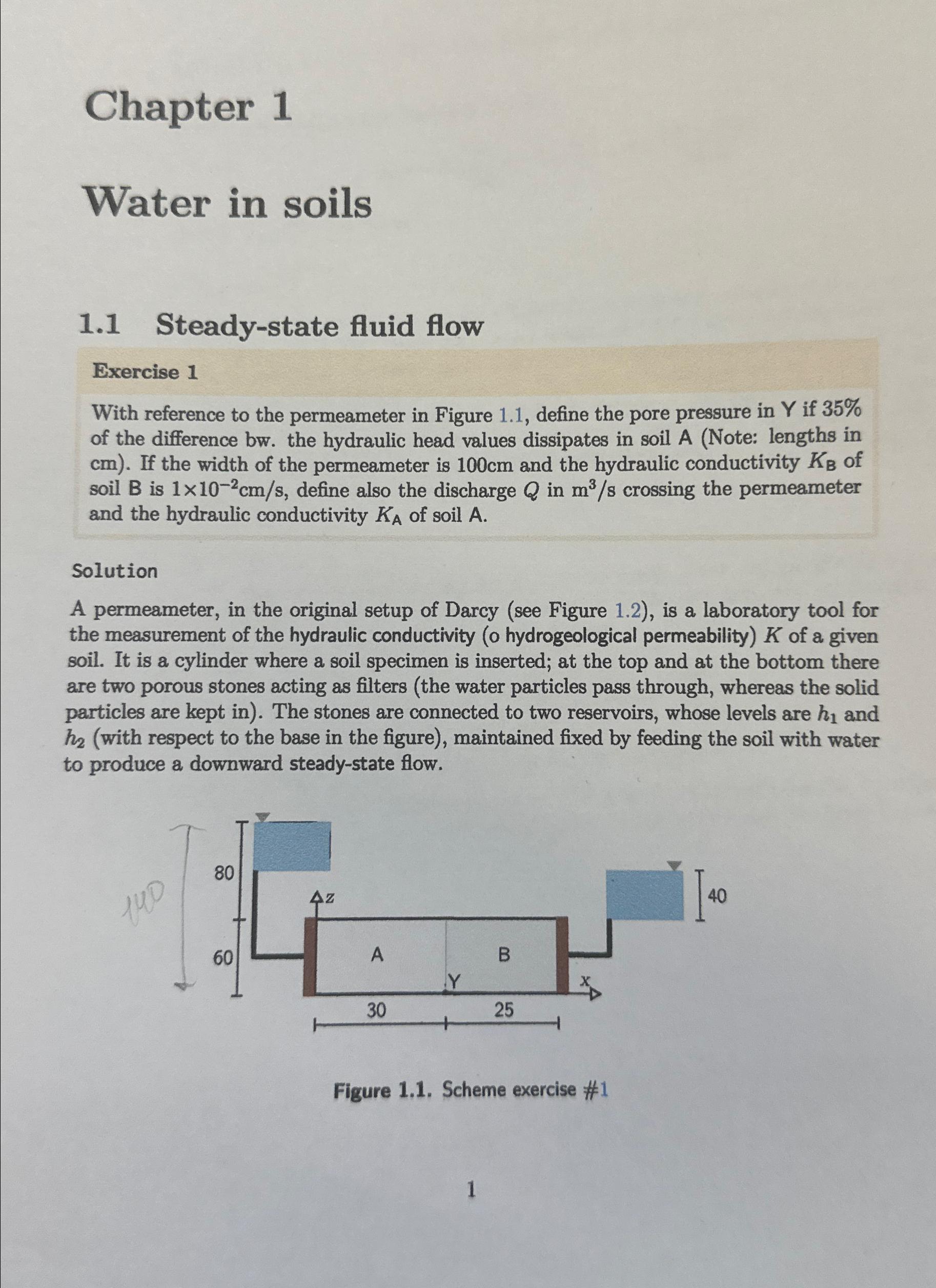 Solved Chapter 1Water in soils1.1 ﻿Steady-state fluid | Chegg.com