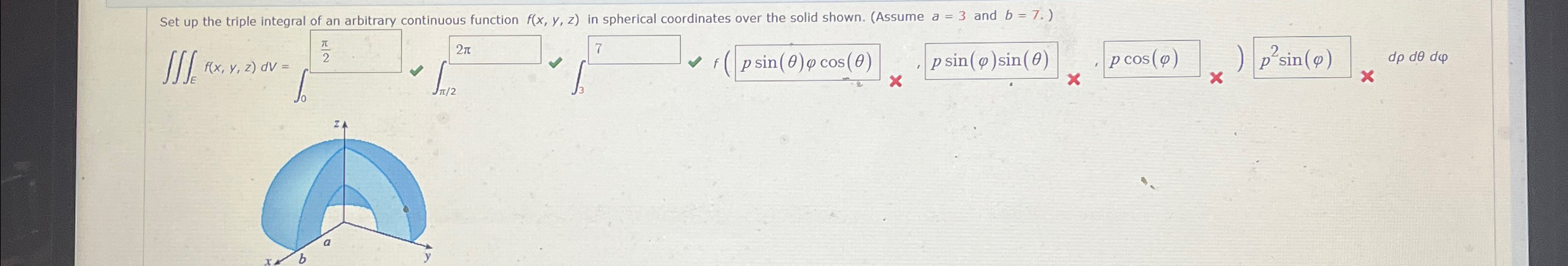 Solved Set up the triple integral of an arbitrary continuous | Chegg.com