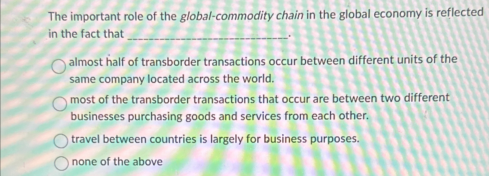 Solved The important role of the global-commodity chain in | Chegg.com
